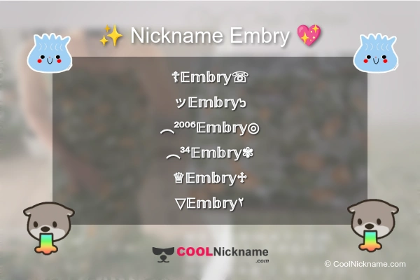 Stylish Embry: 𝐉𝐚𝐧𝐚𝐯𝐚®️ ⊹⊱𝐸m𝓫𝘳𝔶 ︵²⁰⁰¹E𝚖b𝚛𝓎₠ ☯Eᗰ𝘣𝖗Y☪ ... | CoolNickname